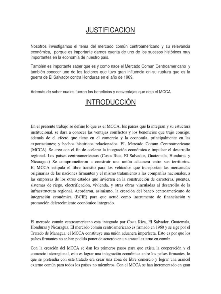 MCCA Mercado Comun Centroamericano | PDF | Centroamérica | Libre comercio