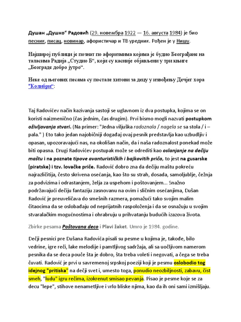 Dusko Radovic | PDF