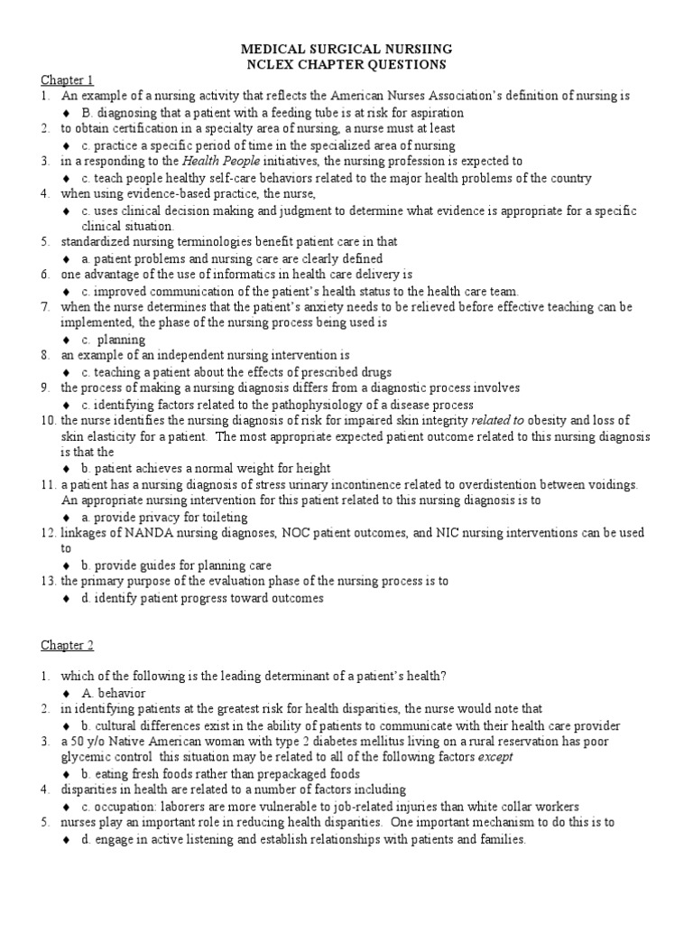 Med Surg Chapter Questions | PDF | Hypertension | Myocardial Infarction