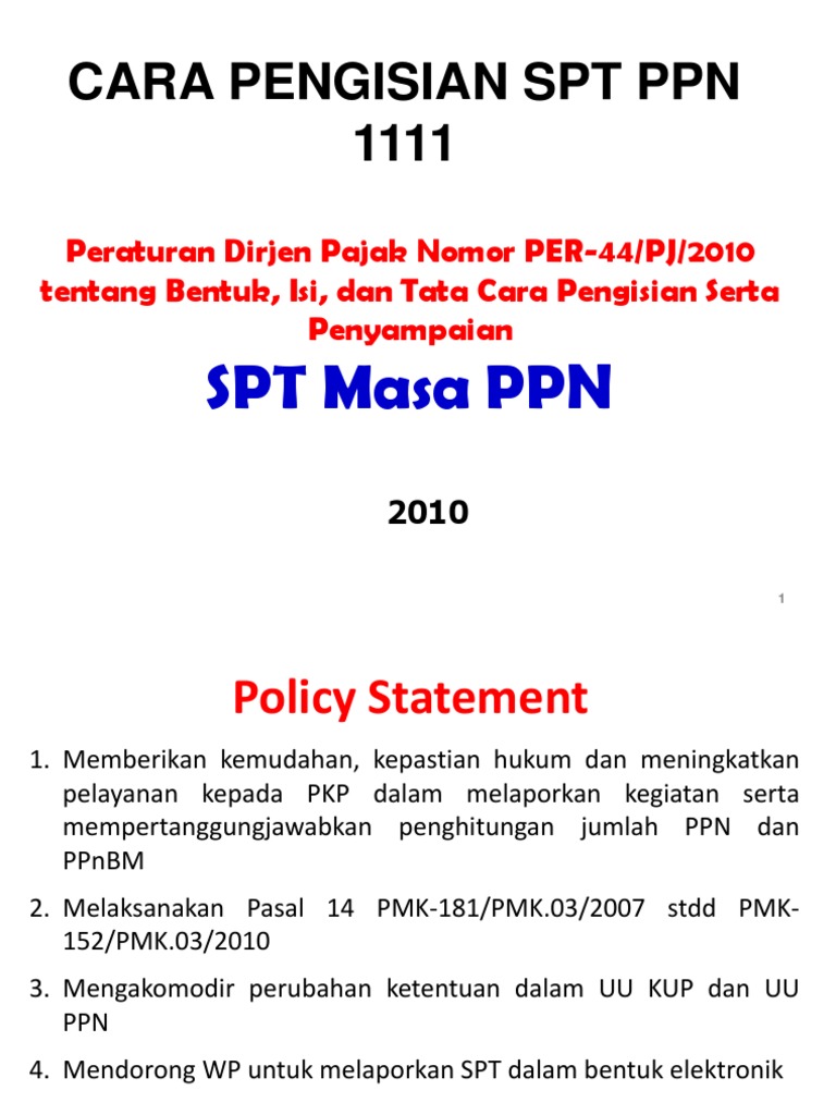 Cara Isi SPT PPN 1111 | PDF | Pengelolaan Keuangan & Uang