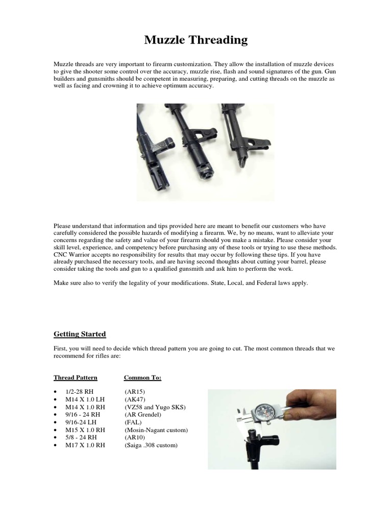 Muzzle Threading: Getting Started | PDF | Screw | Tools