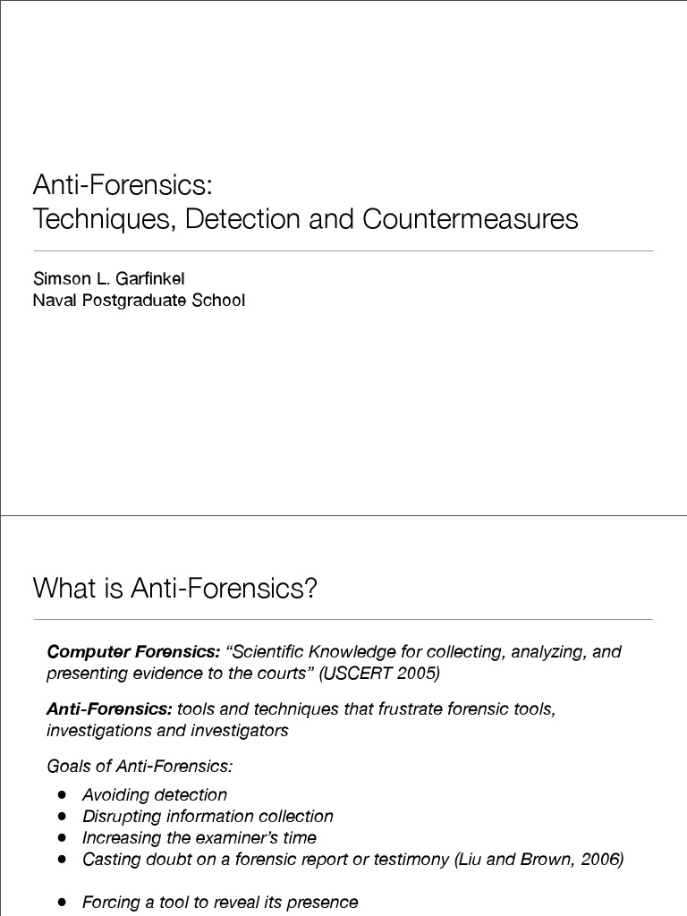 Anti-Forensics - Techniques Detection and Countermeasures PDF | PDF ...