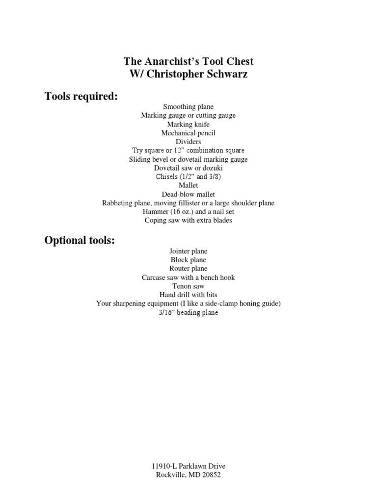 Required Tool List | PDF