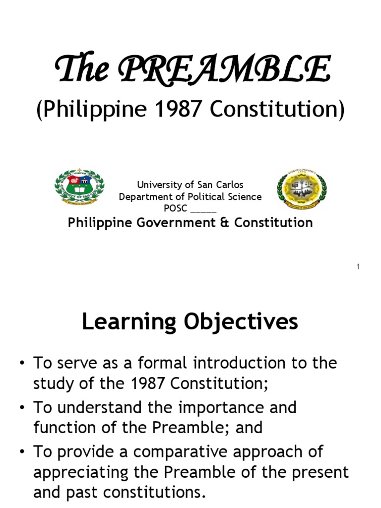 The Preamble: (Philippine 1987 Constitution) | PDF