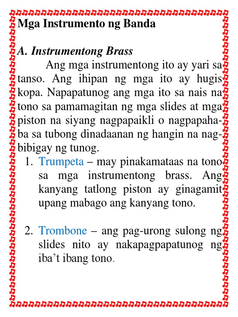 Mga Instrumento NG Banda | PDF