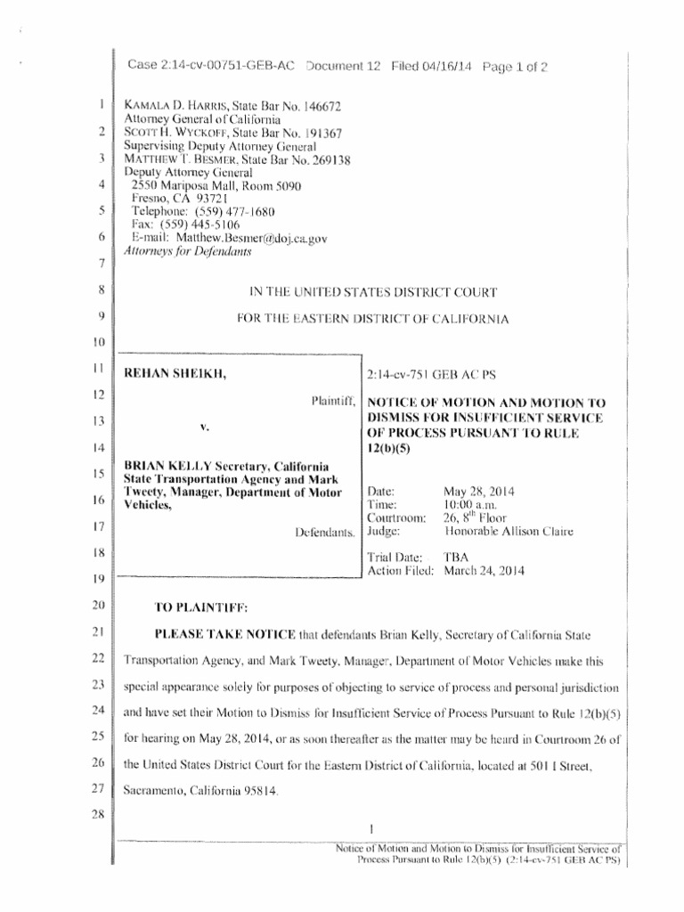 Attorney General: A D (:J (Mdants | PDF | Service Of Process | Judiciaries