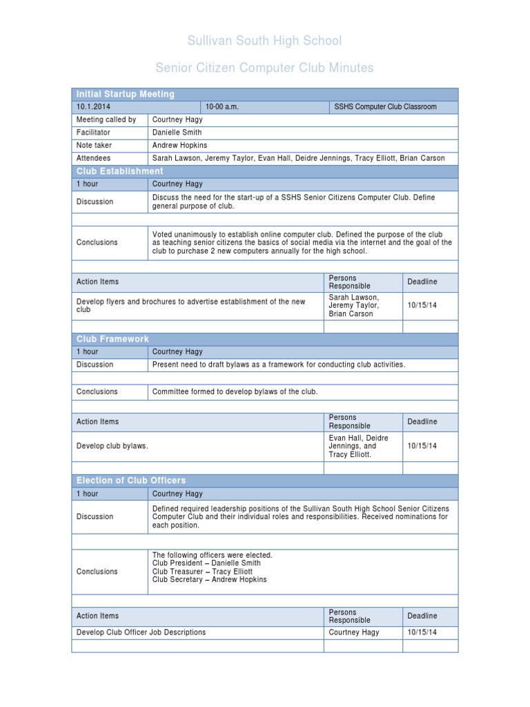 Senior Citizens Computer Club Minutes | PDF