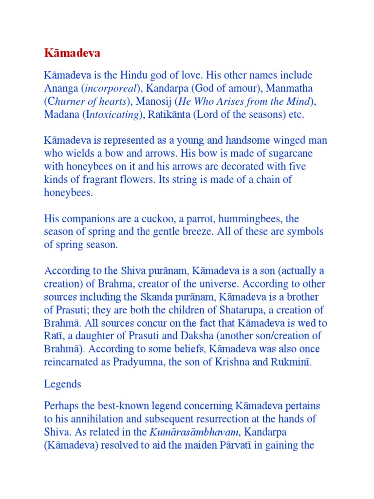 Kamdev A | PDF | Hindu Iconography | Hindu Gods