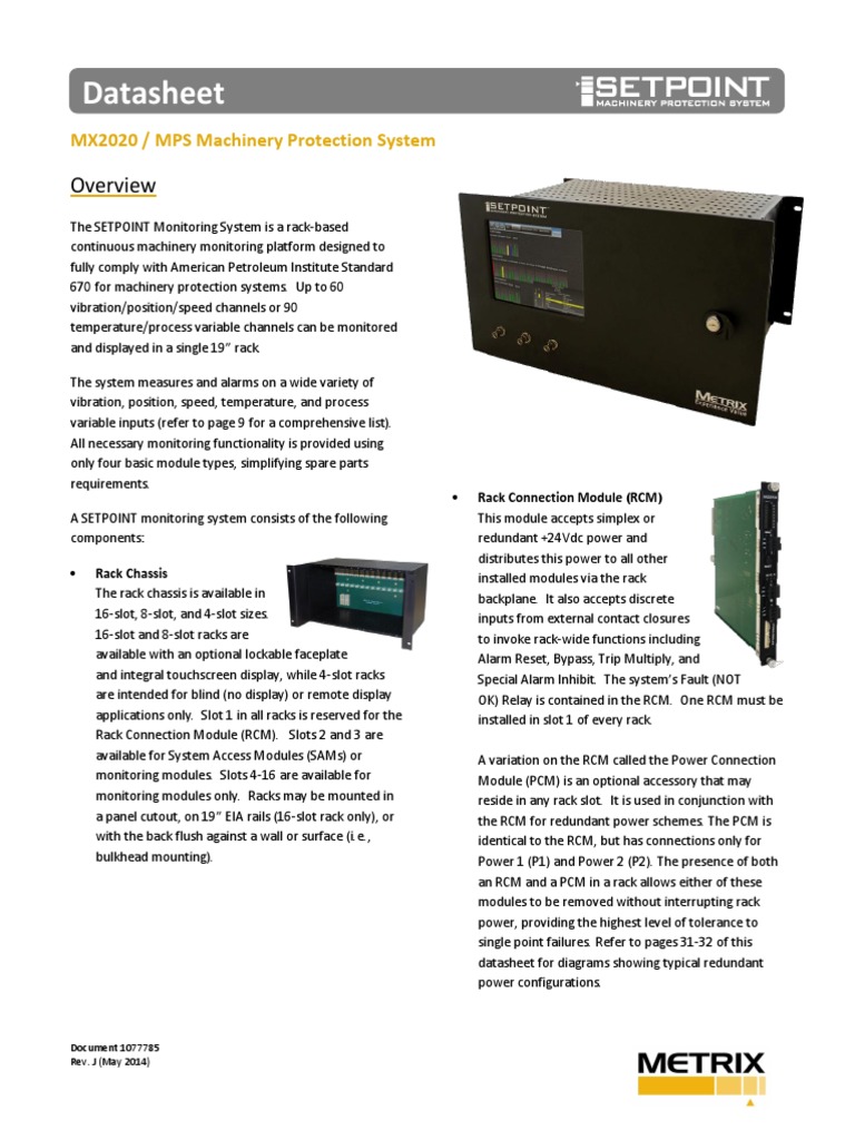 SETPOINT Machinery Protection System Overview Data Sheet | PDF ...