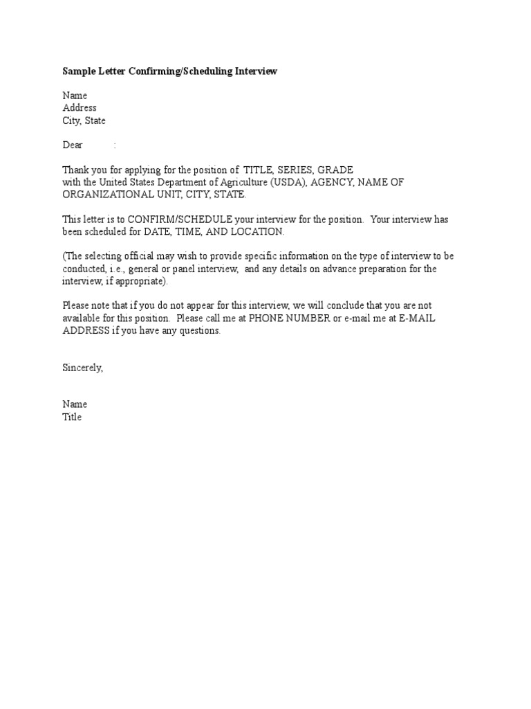 Sample Interview Confirmation | PDF
