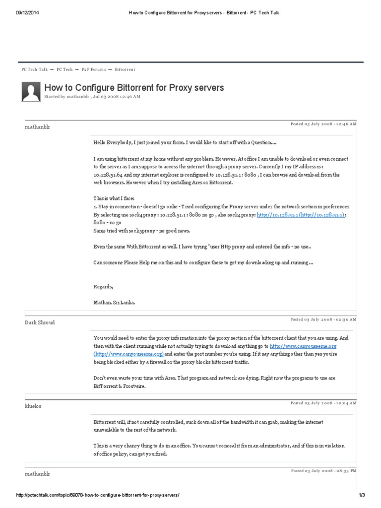 How To Configure Bittorrent For Proxy Servers - Bittorrent - PC Tech Talk | PDF | Proxy Server ...