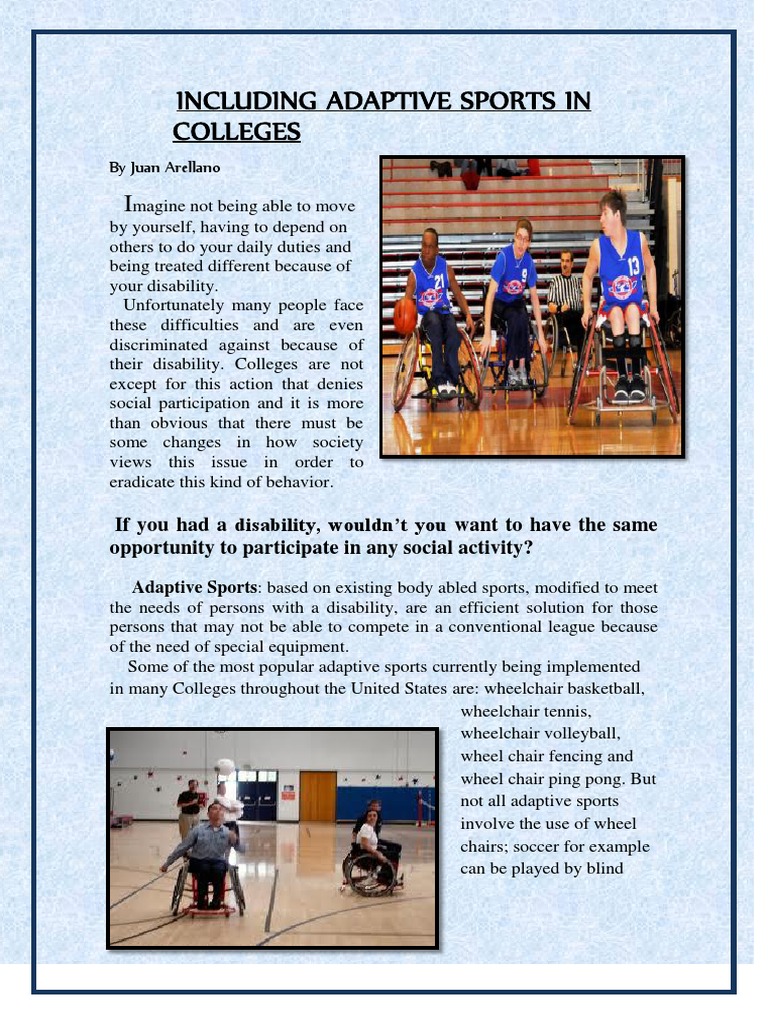 Including Sports in Adaptive Colleges | PDF | Disabled Sports | Wheelchair
