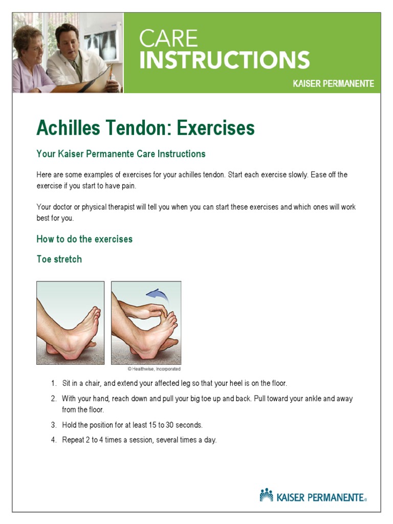 Achilles Tendon: Exercises: Your Kaiser Permanente Care Instructions ...