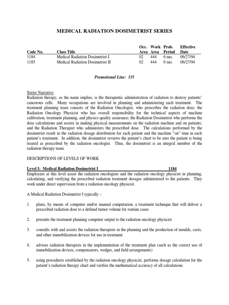 Medical Radiation Dosimetrist Roles | PDF | Radiation Therapy | Dosimetry