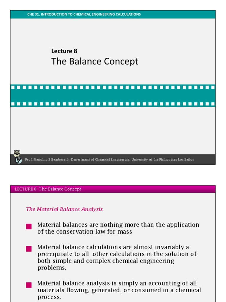 Lect08-The Balance Concept | PDF | Equations | Physics