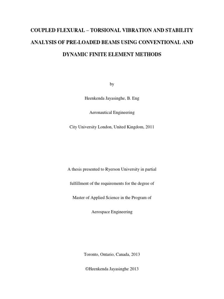 Coupled Flexural - Torsional Vibration and Stability Analysis of Pre-Loaded Beams Using ...