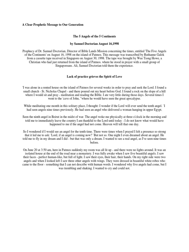 A Clear Prophetic Message To Our Generation | PDF | Last Judgment | Angel