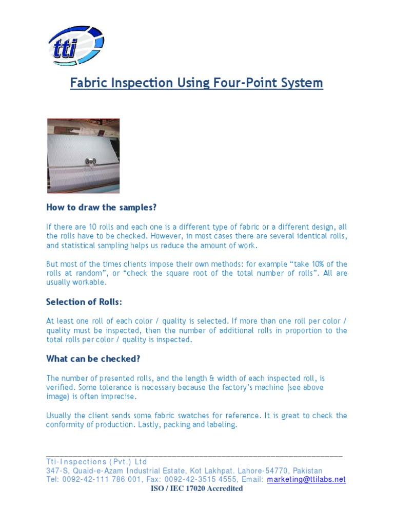 Fabric Inspection Using 4point System | PDF | Yarn | Textiles