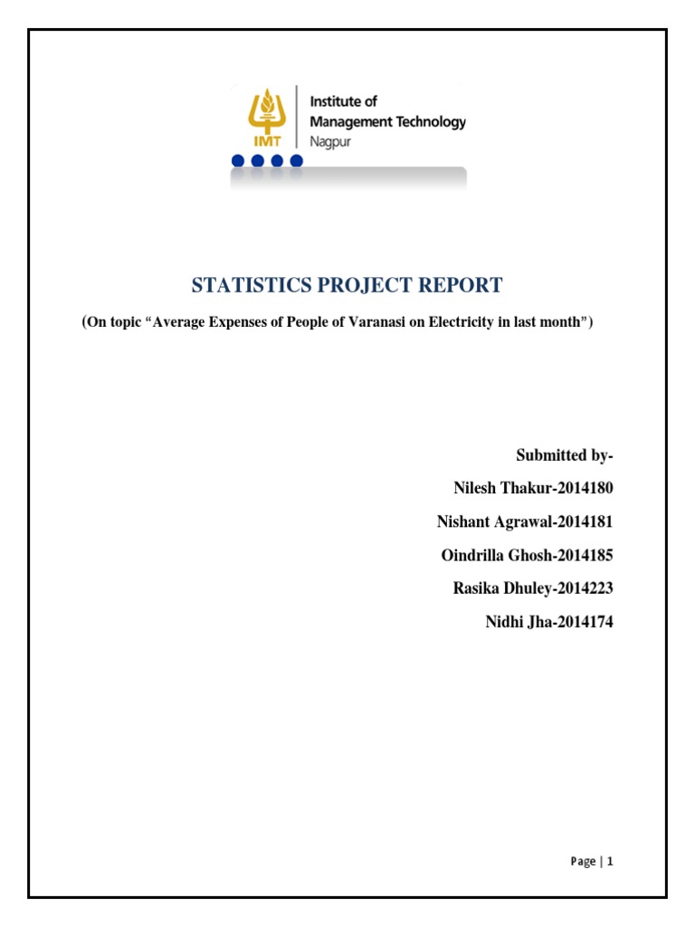Statistics Project Report: On Topic "Average Expenses of People of ...