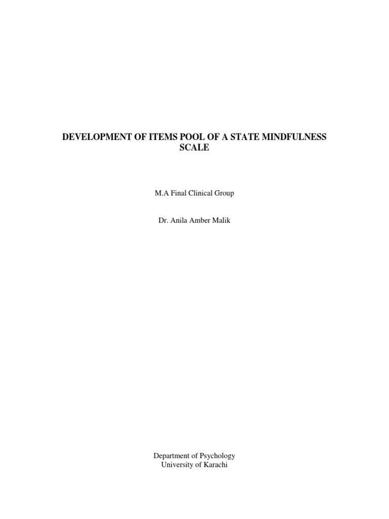 Development of A State Mindfulness | PDF | Mindfulness | Validity ...