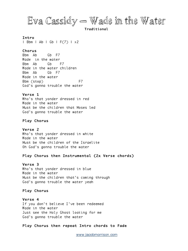 Eva Cassidy's "Wade in the Water" Chords | PDF | Art | Poetry