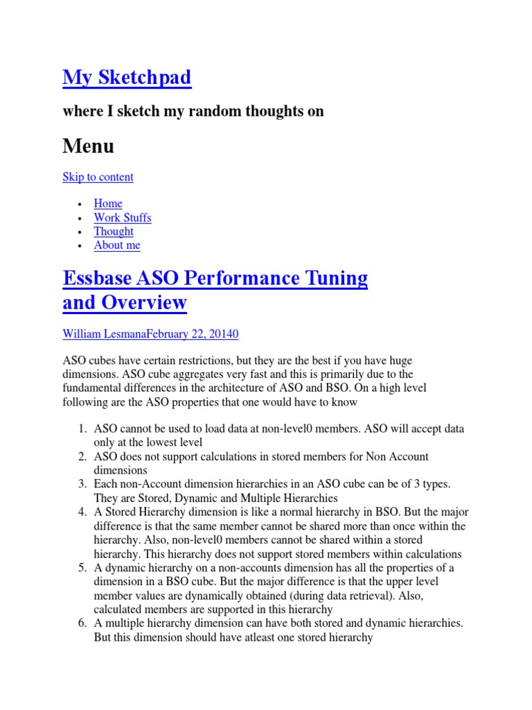 Essbase ASO Performance Tuning-II | PDF | Information Retrieval | Information Technology Management