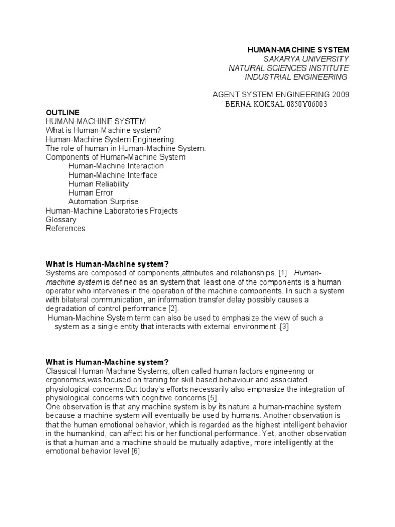 Human Machine System | PDF | Cybernetics | Emergence