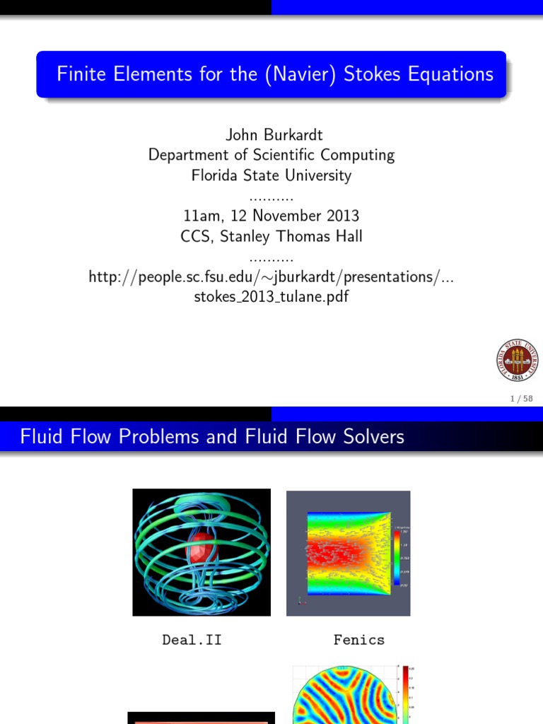 Navier Stokes Eq. | Navier–Stokes Equations | Finite Element Method