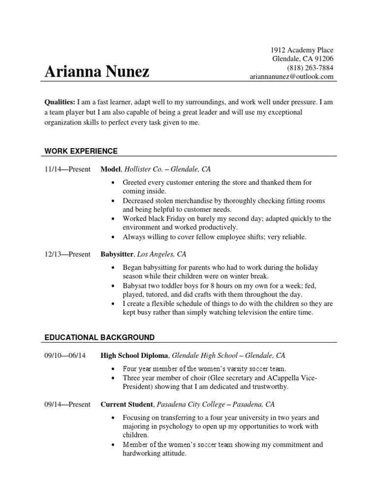 Arianna Nunez: Skills & Experience Summary | PDF | Wellness