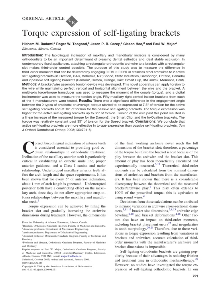 Self Ligation Brackets | PDF | Coefficient Of Variation | Orthodontics