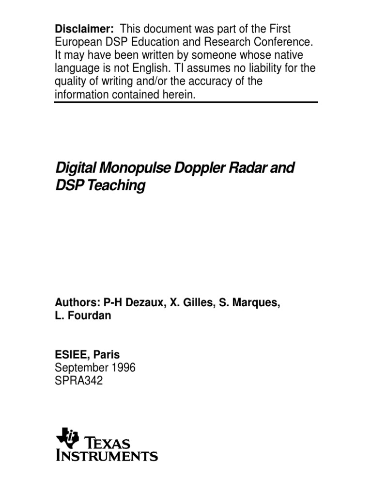 Radar Doppler DSP | PDF | Digital Signal Processing | Radar