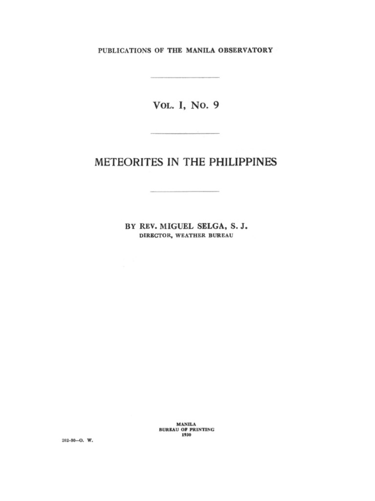 Meteorites in The Philippines by Selga M 1930 | PDF