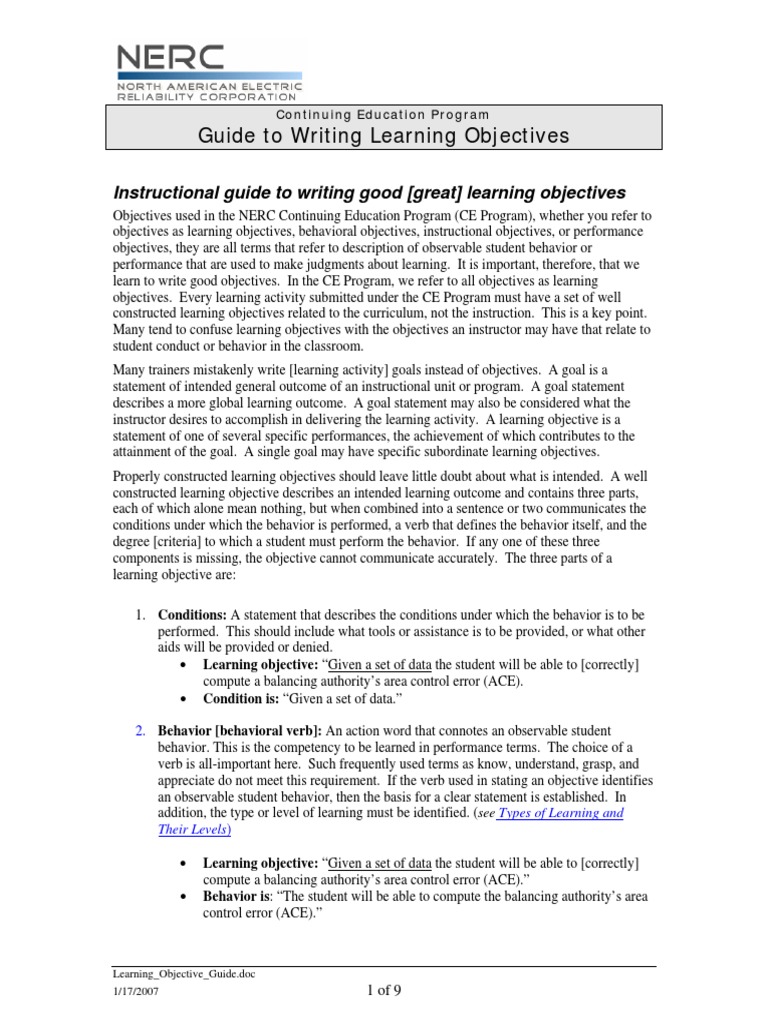 Instructional Guide Writing Objectives | PDF | Affect (Psychology ...
