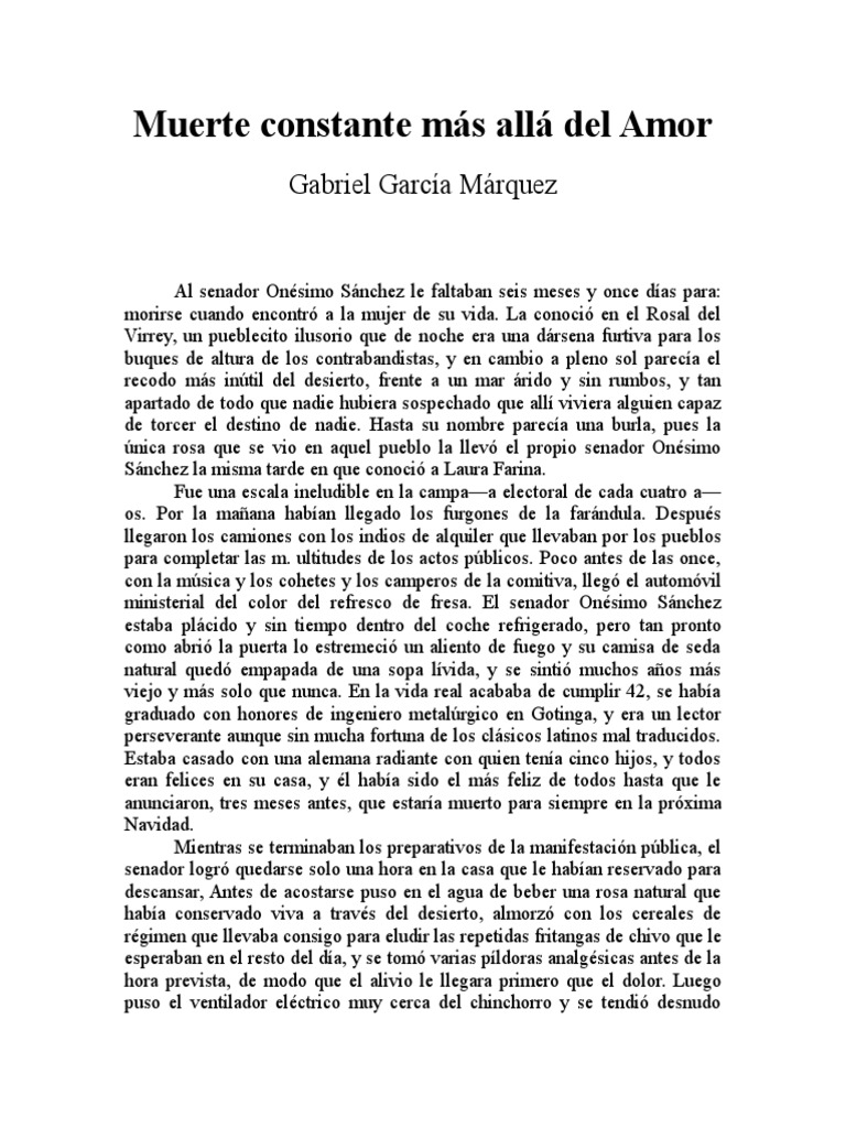 Garcia Marquez, Gabriel - Muerte Constante Mas Alla Del Amor | PDF