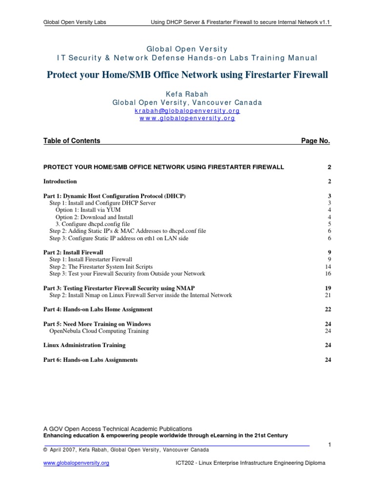 Protect Your Home/SMB Office Network Using Firestarter Firewall On Linux v1.1 | PDF | Firewall ...
