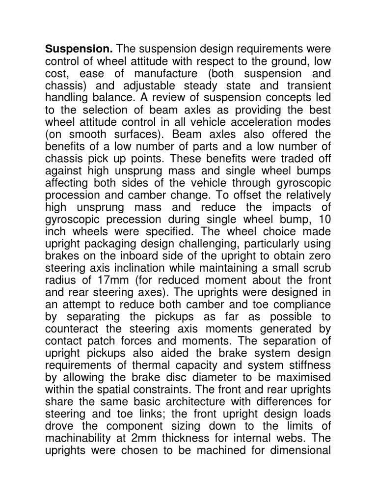 Suspension. The Suspension Design Requirements Were | PDF | Suspension ...