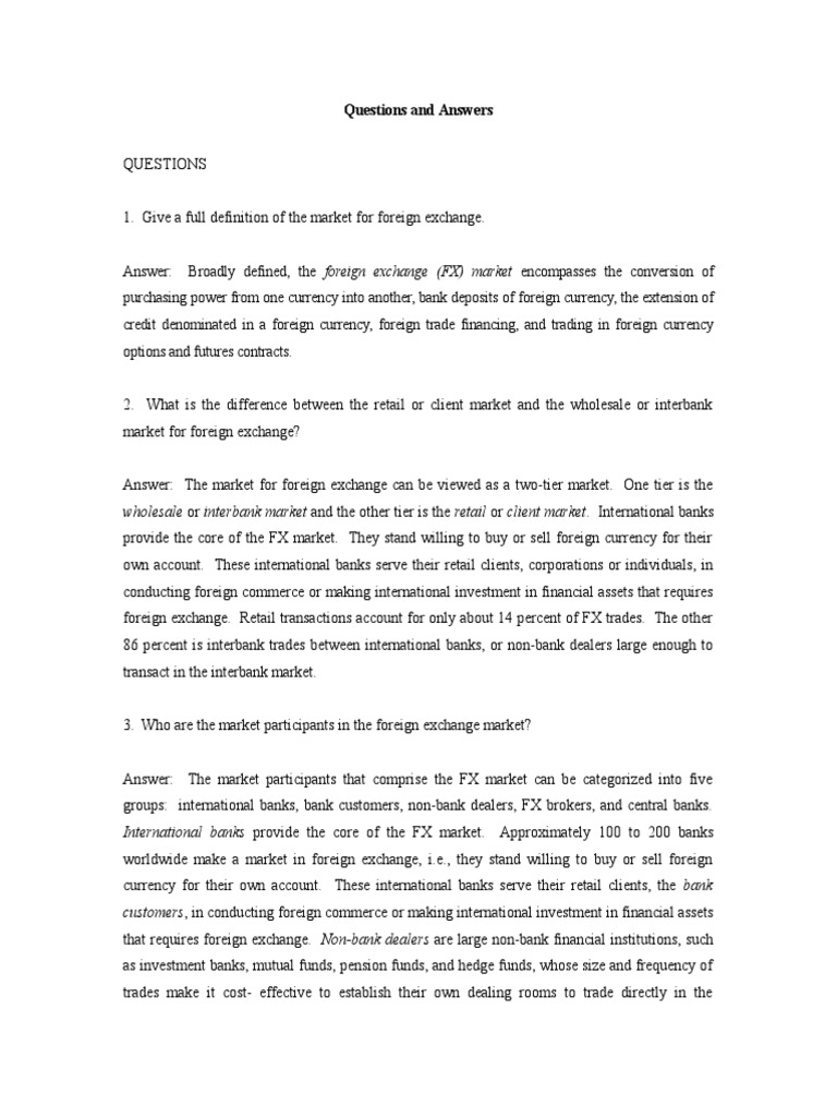 Questions and Answers | PDF | Foreign Exchange Market | Arbitrage
