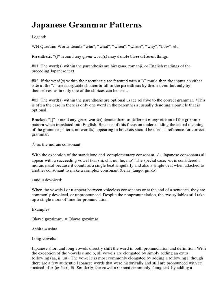 Japanese Grammar Patterns | PDF | Grammatical Conjugation | Grammatical Tense