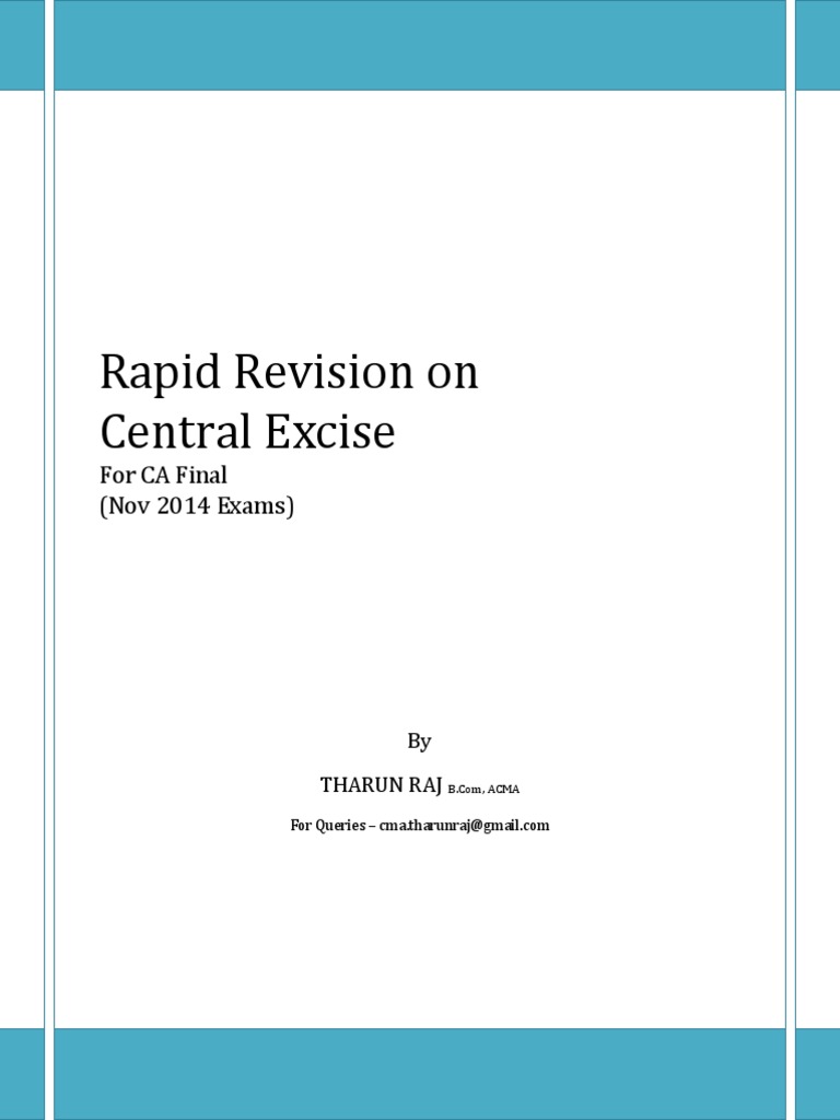 Excise Rapid Revision Material | PDF | Excise | Taxation