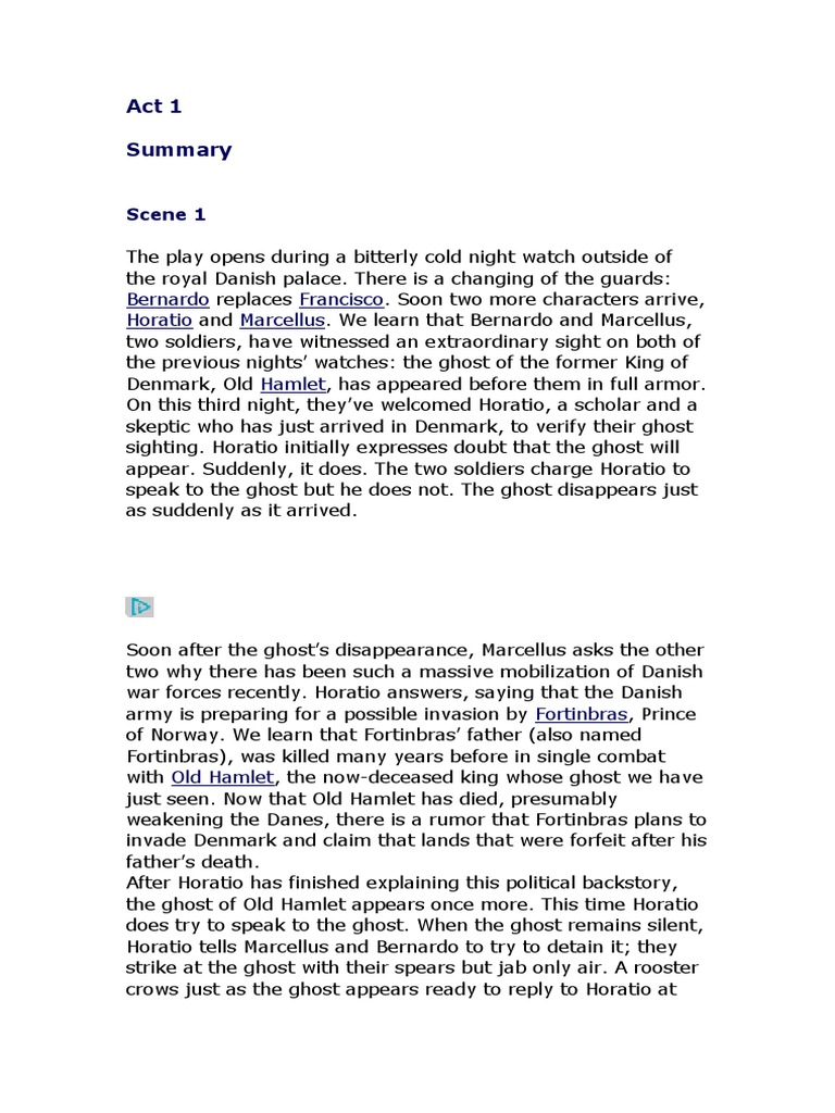 Hamlet Summary | PDF | Hamlet | Tragedy Plays
