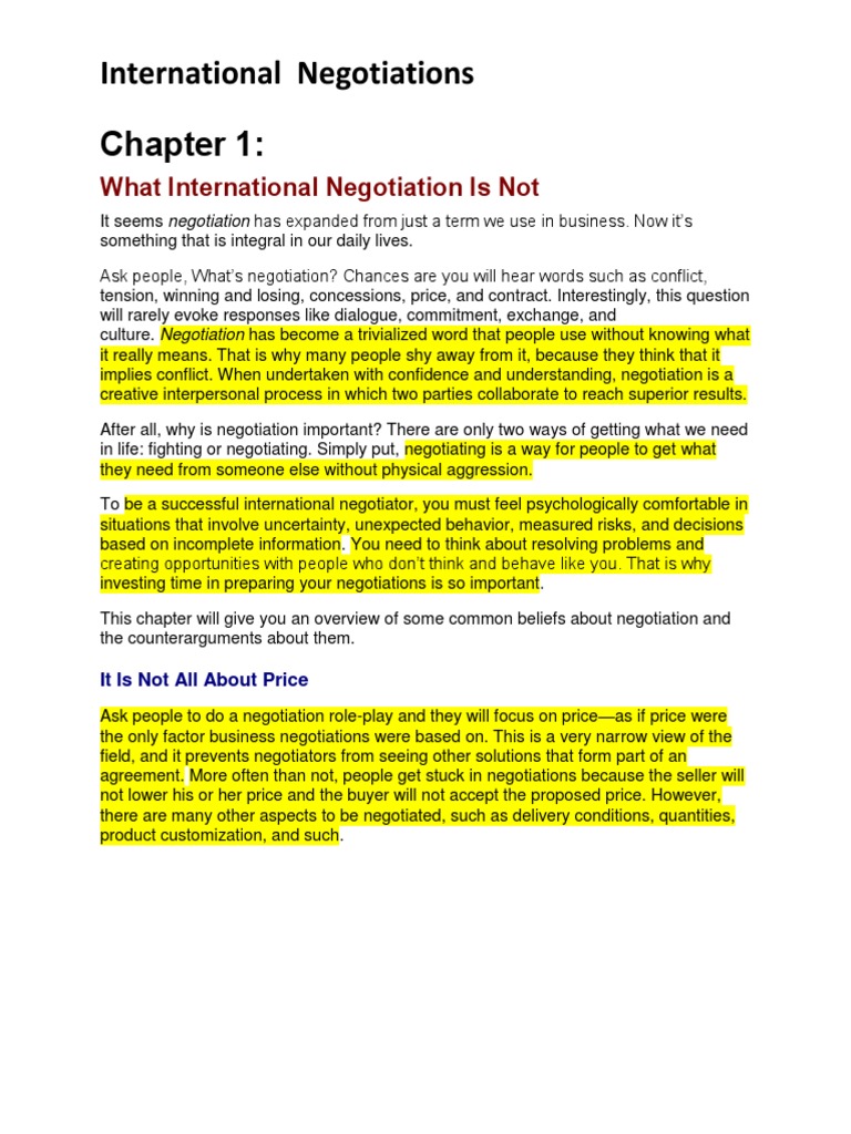 International Negotiations | PDF | Negotiation | Nonverbal Communication