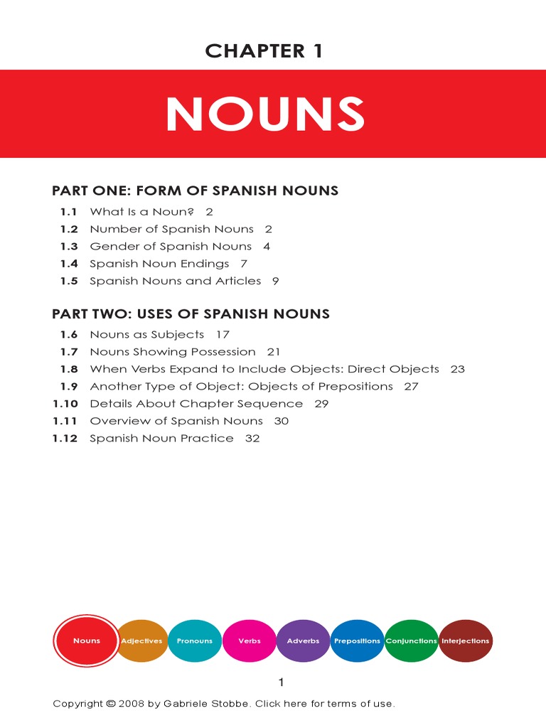 Just Enough Spanish - Unidad 1 Sustantivos | PDF | Grammatical Gender ...