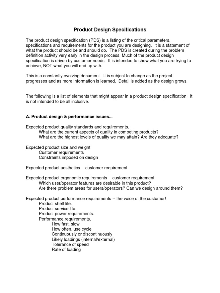 Product Design Spec | Download Free PDF | Reliability Engineering ...