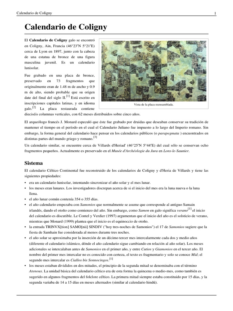 Calendario de Coligny | PDF | Celtas | Arqueología
