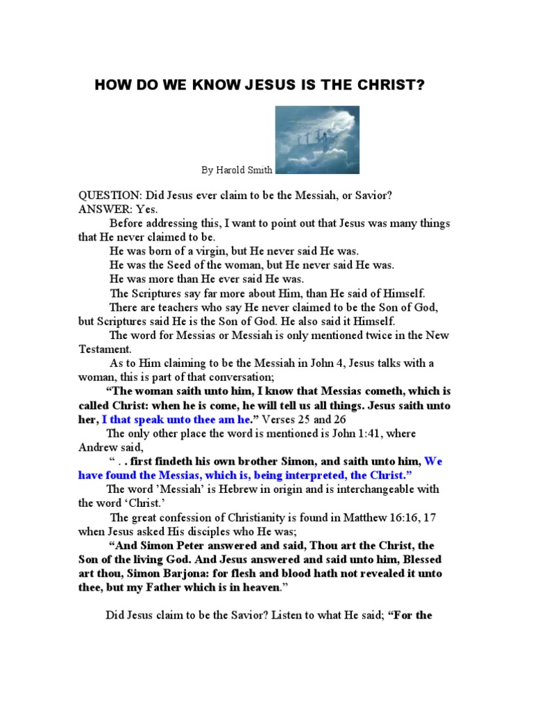 How Do We Know Jesus Is The Christ? | PDF | Bible | Jesus