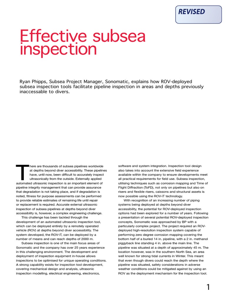 Effective Subsea Inspection | PDF | Subsea (Technology) | Pipeline ...