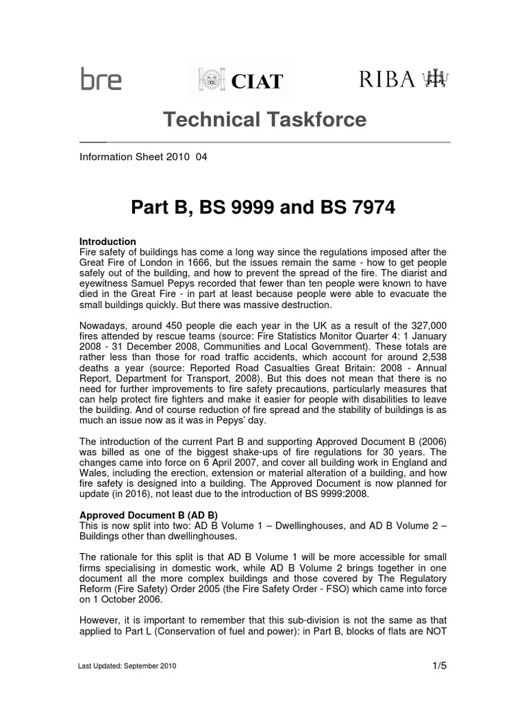 Technical Taskforce: Part B, BS 9999 and BS 7974 | PDF | Safety | Fire ...