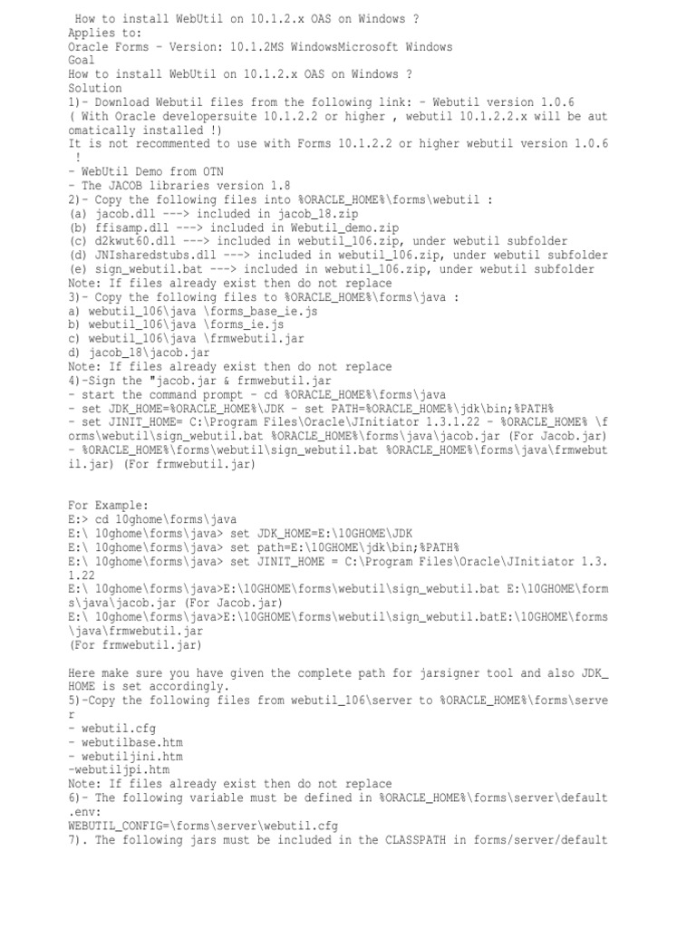 Install WebUtil on OAS 10.1.2.x Windows | PDF | Java (Programming Language) | Areas Of Computer ...