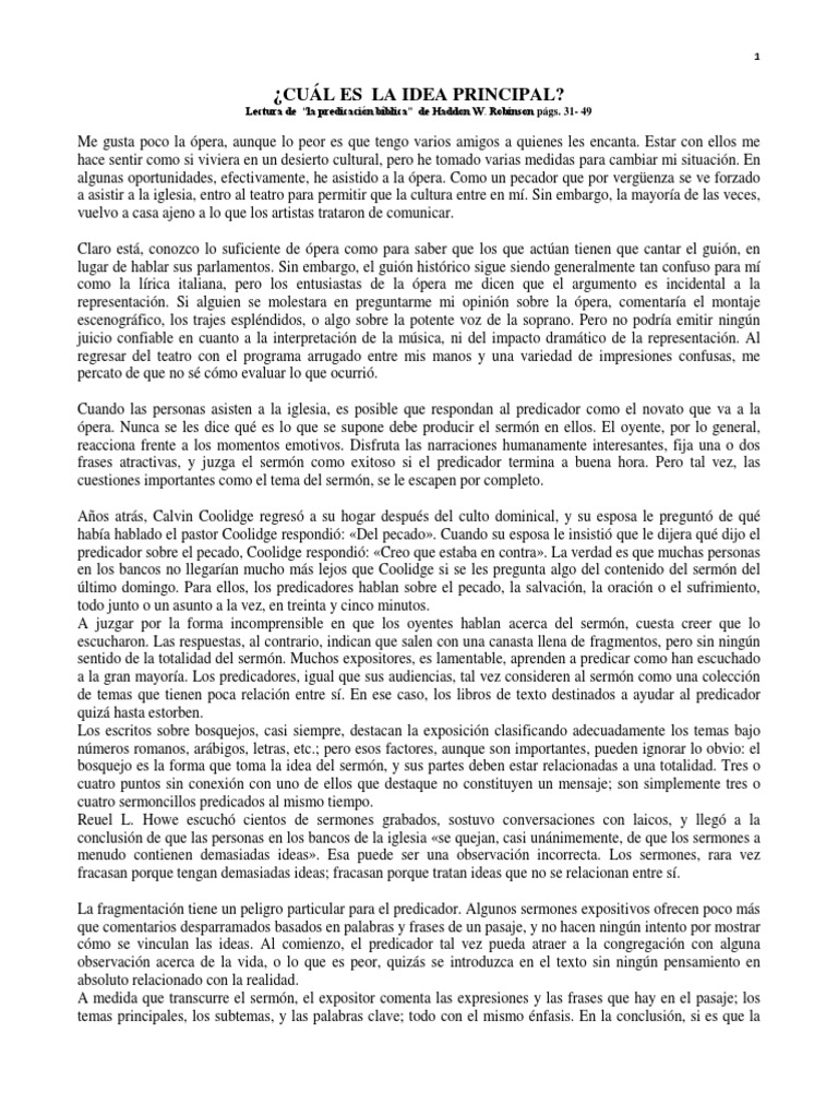 La Importancia de la Idea Principal en Sermones | PDF | Salmos | Sermón