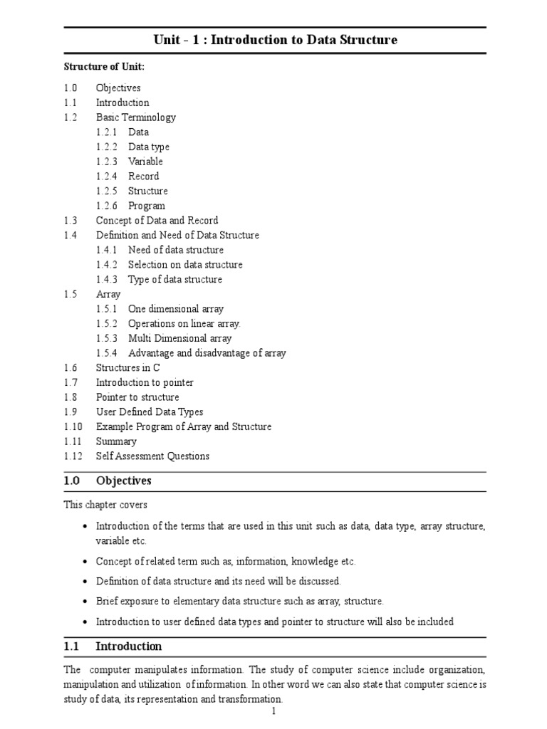Introduction To Data Structure Pdf Data Type Pointer Computer Programming